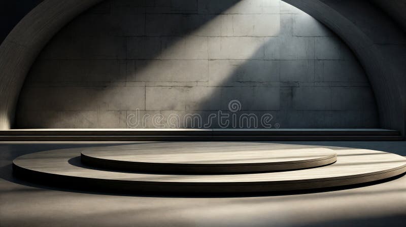 Empty Round Podium on Stone Platform. 3d Render Illustration Mockup. AI ...