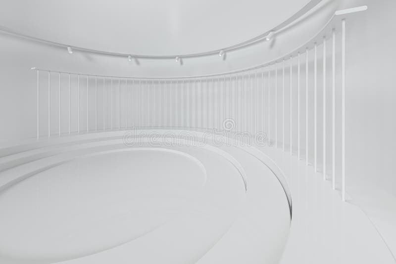 Empty Round Room, Luxury Showcase Room, 3d Rendering Stock Illustration ...