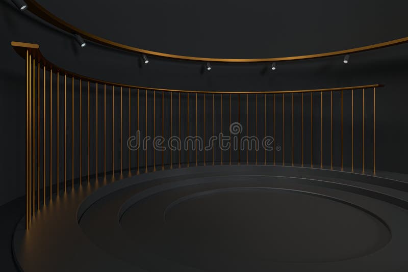 Empty Round Room, Luxury Showcase Room, 3d Rendering Stock Illustration ...