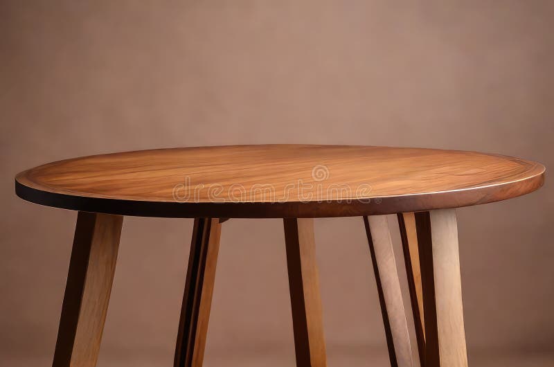 Empty Round Table for Displaying Product , Wooden Texture, Minimal ...