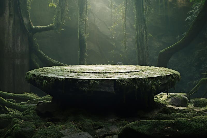 Empty Round Table in the Forest, Space for Your Product Display Stock ...
