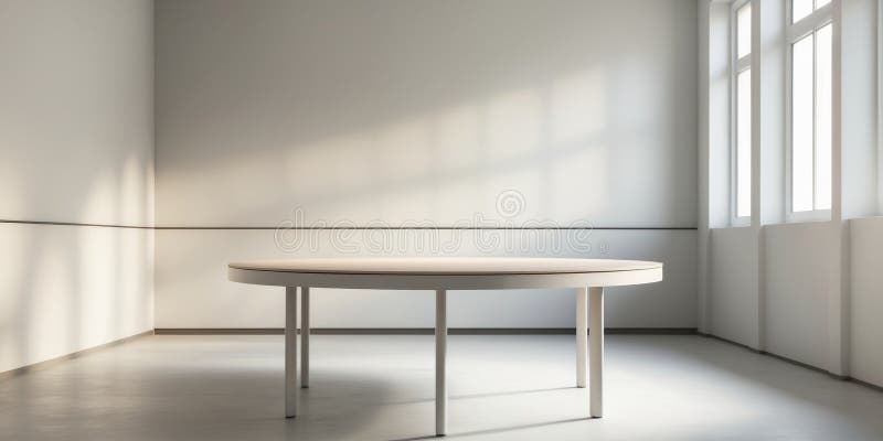 Empty Round Table in Modern Office Meeting Room Stock Image - Image of ...