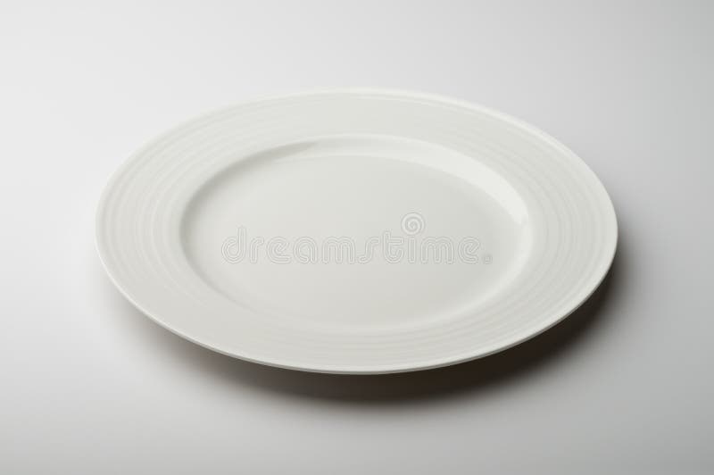 Empty Round White Plate with Decorated Border Stock Image - Image of ...