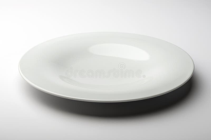 Empty Round White Plate with Smooth Edge Stock Photo - Image of meal ...
