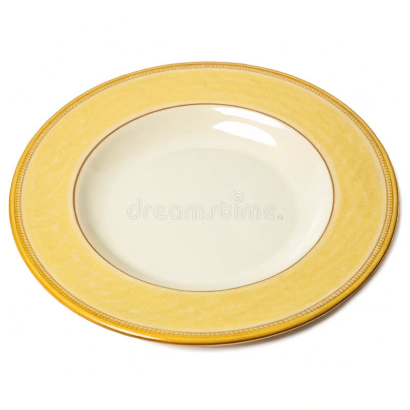 Empty Round Yellow Ceramic Plate Isolated on White Background Stock ...