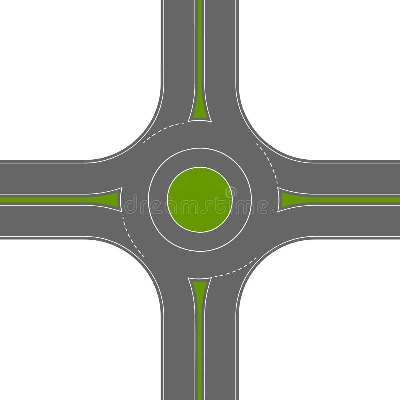 Empty Roundabout Top View. Circular Traffic Intersection. Round Road ...
