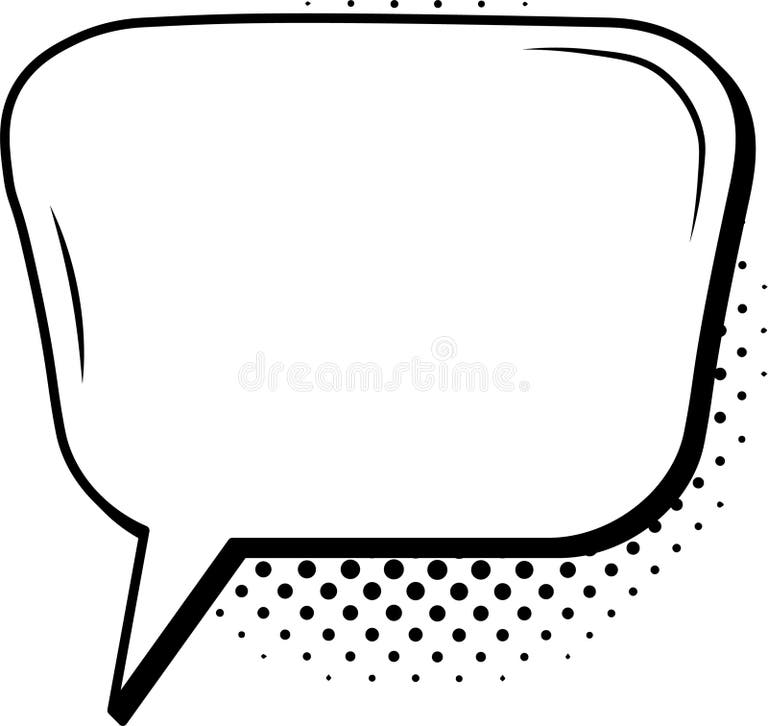Empty Rounded Rectangular Black and White Comic Speech Bubble Featuring ...