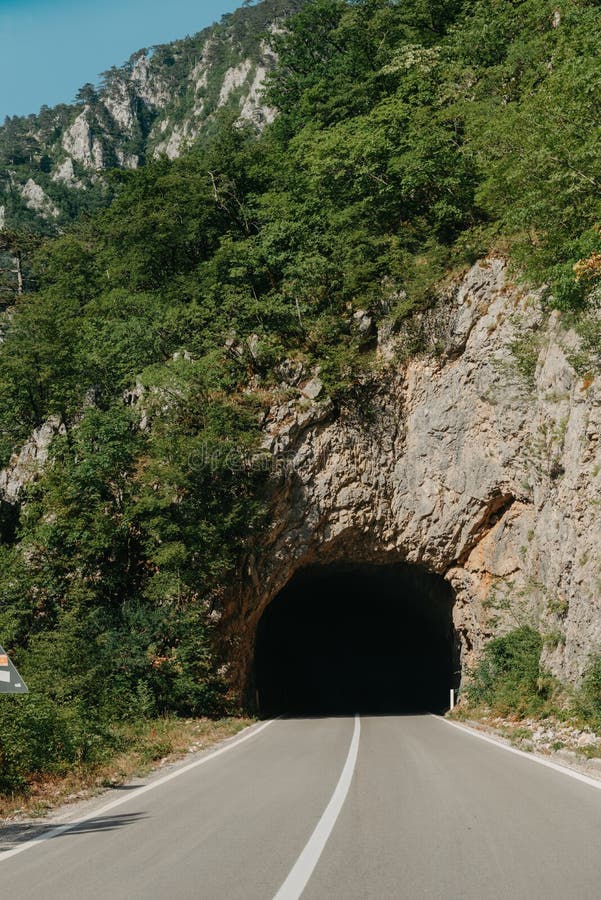 Empty Route and Small Tunnel in Mountain Stock Photo - Image of rock ...