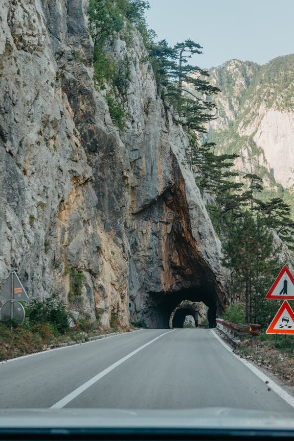Empty Route and Small Tunnel in Mountain Stock Photo - Image of peak ...