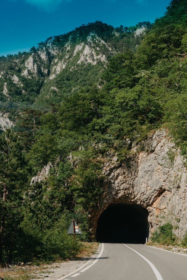 Empty Route and Small Tunnel in Mountain Stock Image - Image of hole ...