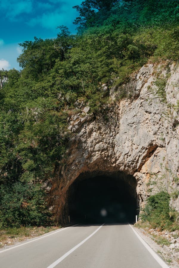 Empty Route and Small Tunnel in Mountain Stock Photo - Image of beauty ...