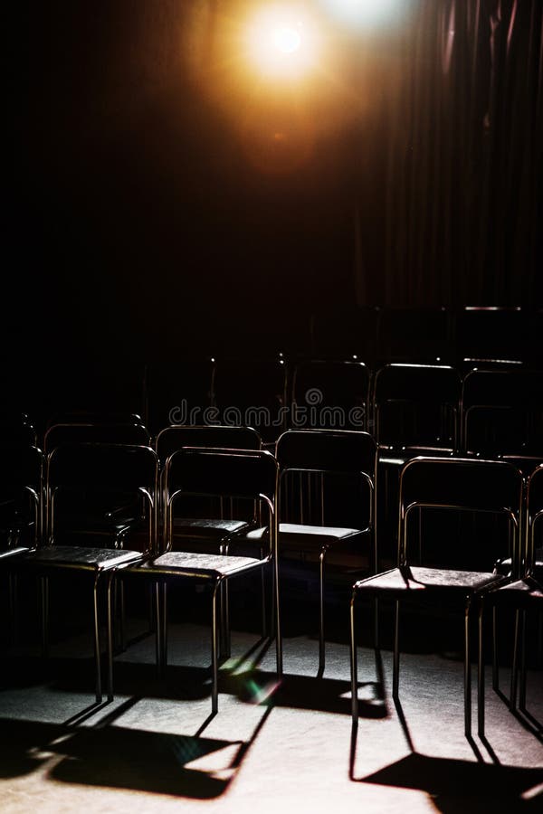 Empty Rows in Small Dark Audience Hall in Projector Backlight Stock ...
