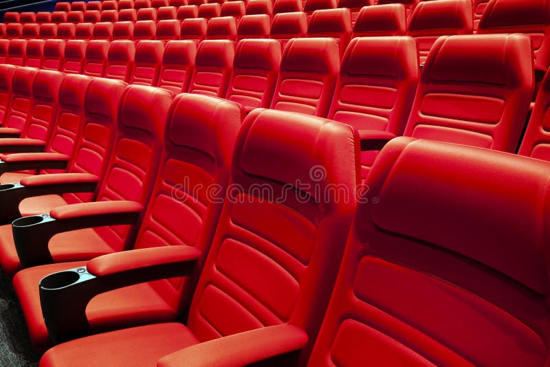 Empty Rows of Red Theater or Movie Seats Stock Photo - Image of ...
