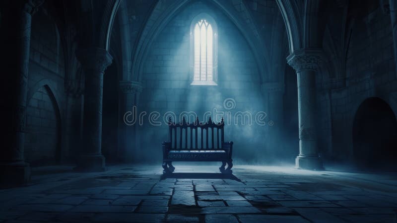 An Empty Royal Throne in a Dark Castle Hall, Creating a Fantasy ...