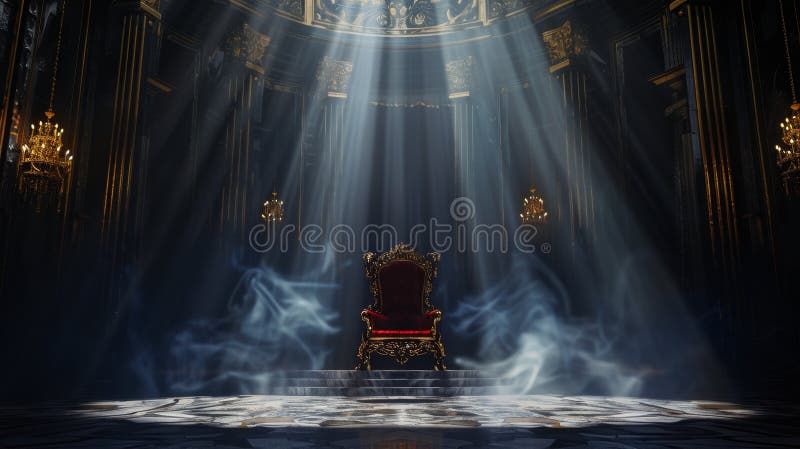 An Empty Royal Throne in a Dark Castle Hall, Creating a Fantasy ...