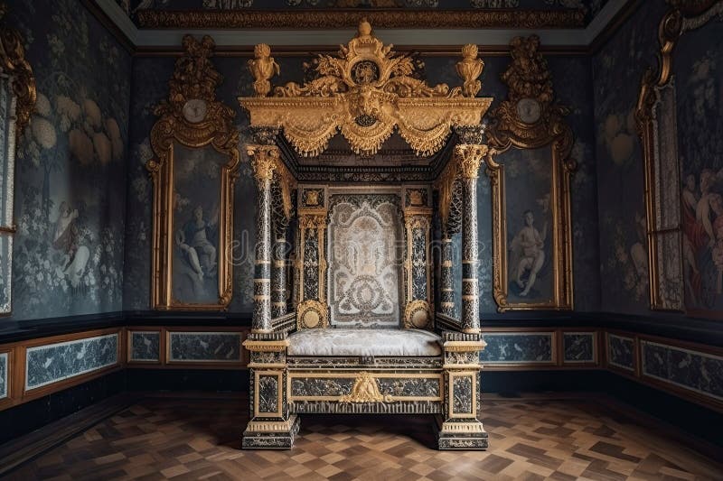 Empty Royal Throne in Dark Castle Hall. Fantasy Medieval Throne ...