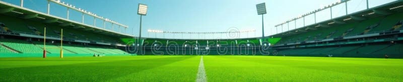 Empty Rugby Field, Vibrant Green Turf Under Clear Sky, Game, Exercise ...