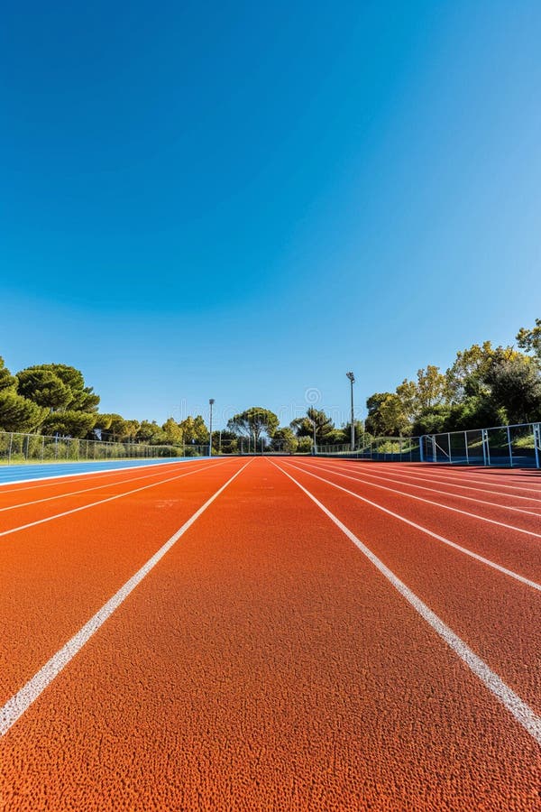 Empty Running Track with Clear Blue Sky Stock Photo - Image of empty ...