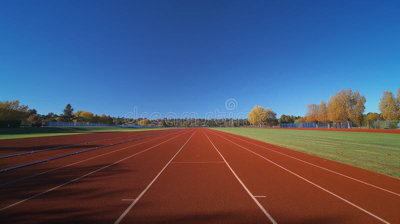 Empty Running Track with Clear Blue Sky Stock Image - Image of fast ...
