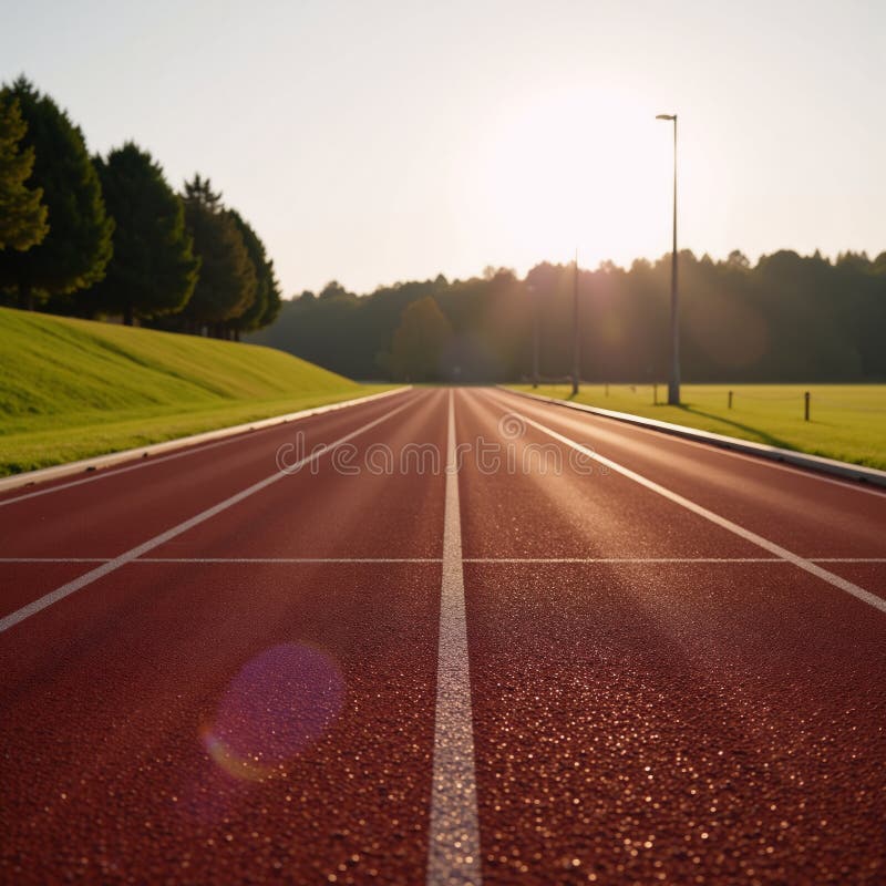 Empty Running Track at Dawn Stock Illustration - Illustration of breeze ...