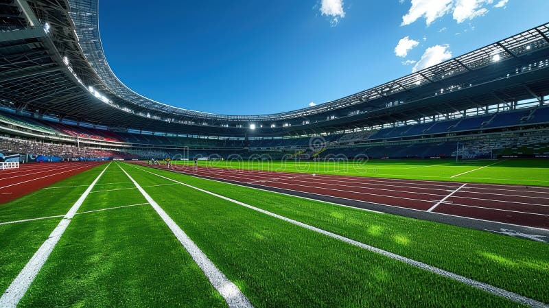 Empty Running Track Inside a Football Stadium is Usually a Circular ...