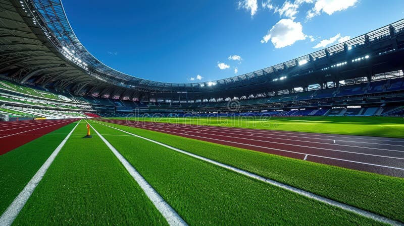 Empty Running Track Inside a Football Stadium is Usually a Circular ...