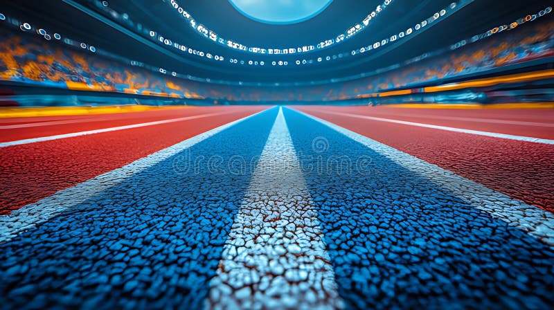 Empty Running Track in a Stadium at Night Stock Illustration ...