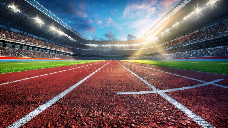 Empty Running Track. Stadium Running Tracks at Bright Sunny Day ...