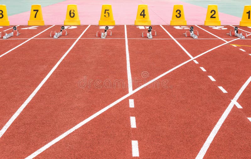 Empty Running Track Texture with Lane Numbers Stock Photo - Image of ...