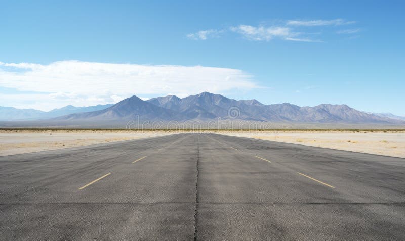 An Empty Runway with Mountains in the Background Stock Illustration ...