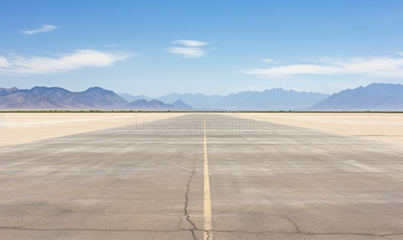 An Empty Runway with Mountains in the Background Stock Illustration ...
