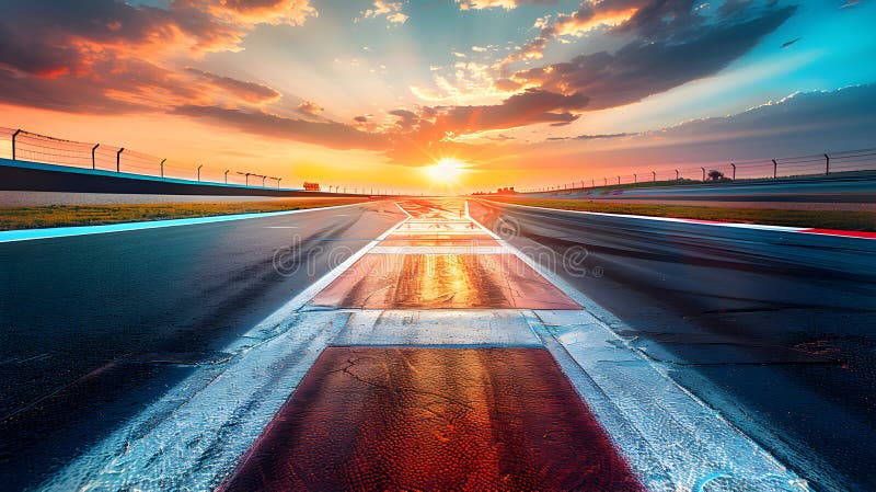 An Empty Runway of a Race at Sunset Stock Photo - Image of outdoors ...