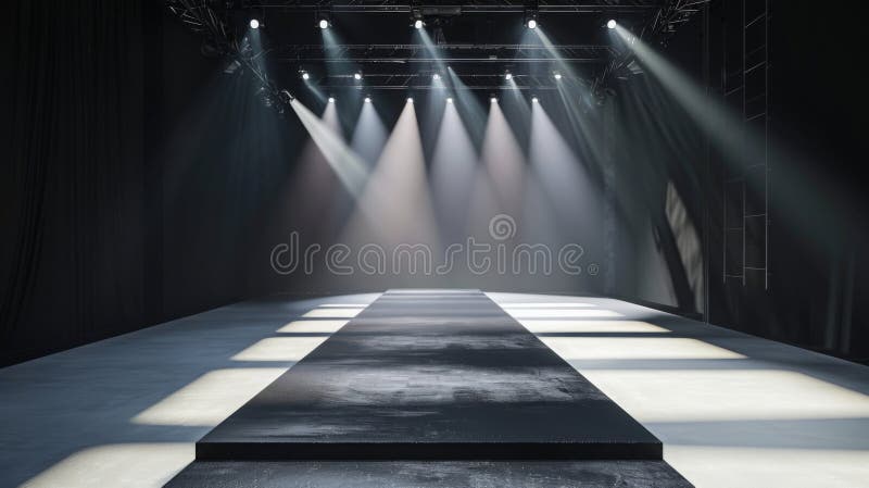 Empty Runway Stage with Spotlights Stock Photo - Image of abstract ...