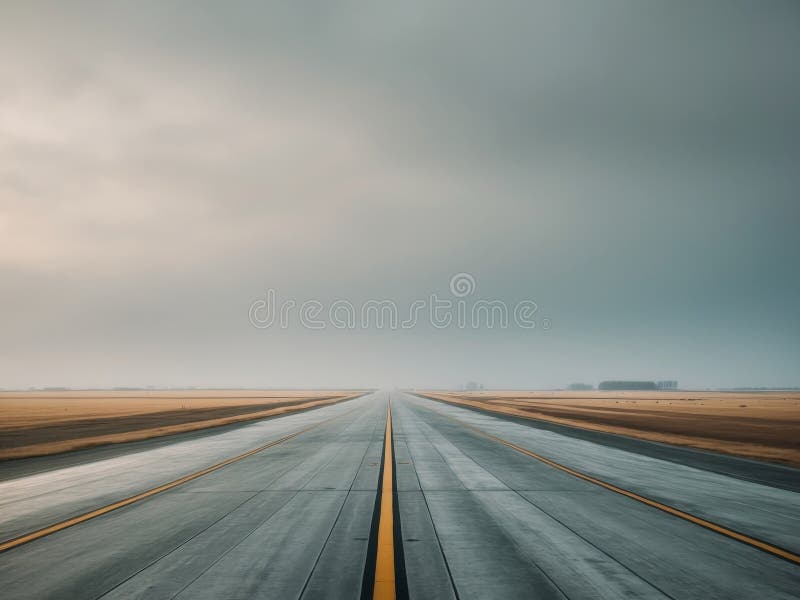 Empty Runway Under Grey Sky in a Remote Location Stock Photo - Image of ...