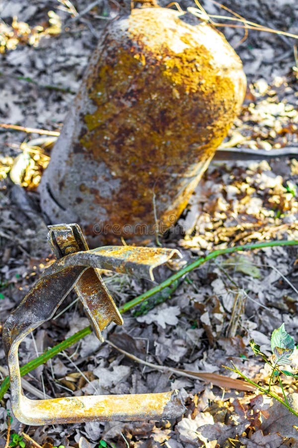 Empty Rusted Gas Container in the Forest in Germany Stock Photo - Image ...
