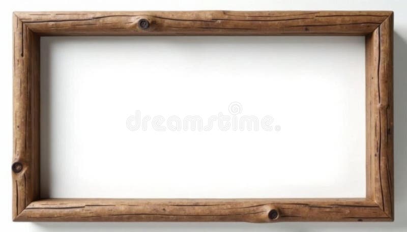 Empty Rustic Brown Wooden Frame, White Background, Element, Empty Stock ...