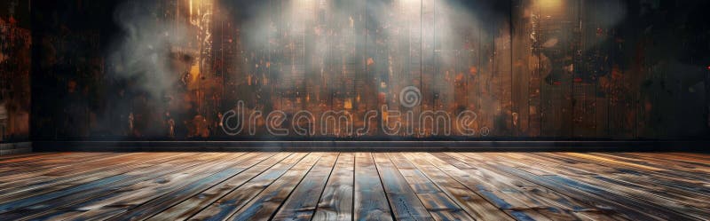 Empty Rustic Stage with Wooden Floor Stock Photo - Image of spotlight ...