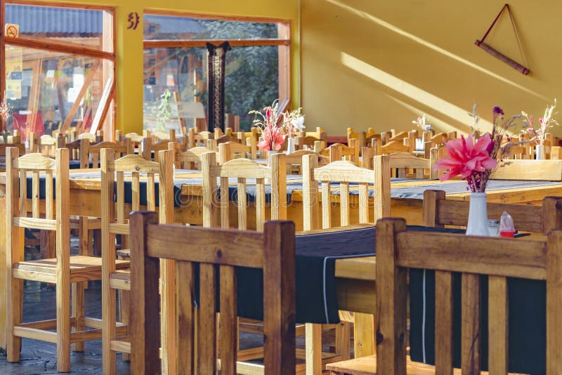 Empty Rustic Style Restaurant Interior View Stock Photo - Image of ...