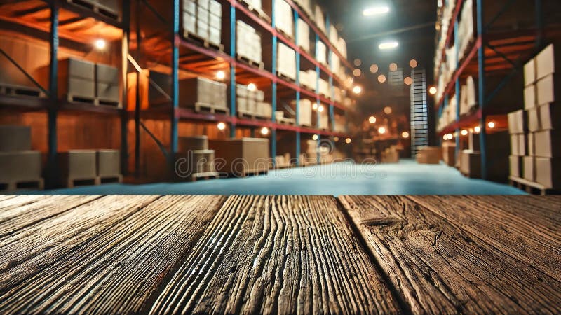 Empty Rustic Wooden Table, with the Blurred Image of Shelves Stock ...
