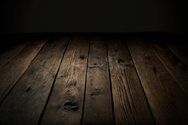 Empty Rustic Wooden Table in Dark Room with Vintage Wood Style ...