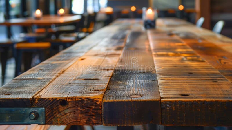 Empty Rustic Wooden Tabletop Showing Grain and Knots Stock Image ...