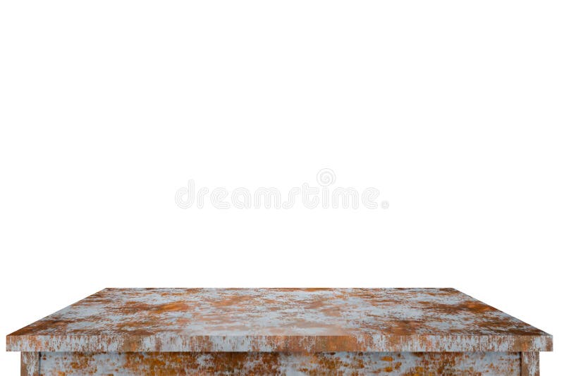 Empty Rusty Metal Table Top Isolated on White Background, Use As ...