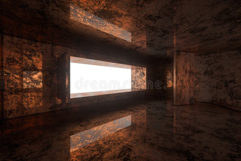 Empty Rusty Room with Light Coming in from the Window, 3d Rendering ...
