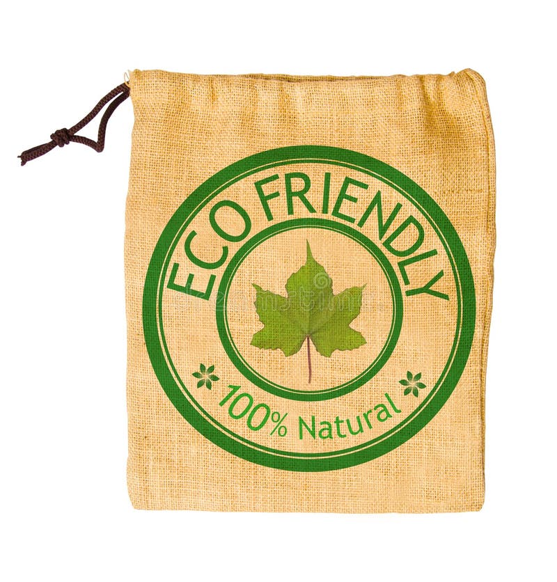 Empty Sack Bag Recycle with Green Leave Isolated on White Background ...