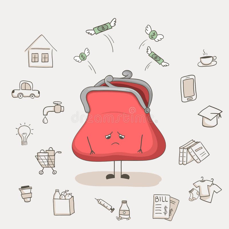 Sad wallet stock illustration. Illustration of worry - 24731621