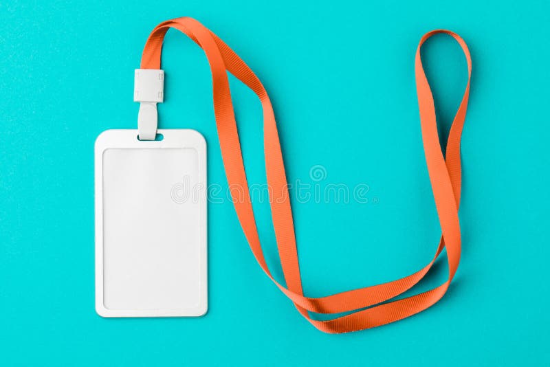 Empty Safety Tag with Red Neck Band on Blue Background. Place Fo Stock ...