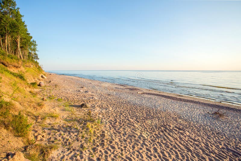 Empty Dry Sand Land Near the Sea in the Evening Stock Image - Image of ...