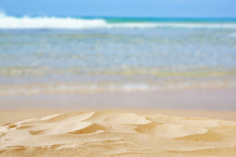 Empty Sand Beach in Front of Summer Sea Background Stock Image - Image ...
