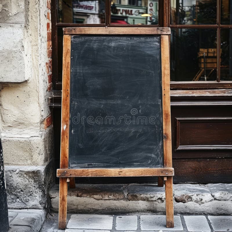 Empty Sandwich Board for a Menu and a Chalk Drawing Stock Illustration ...