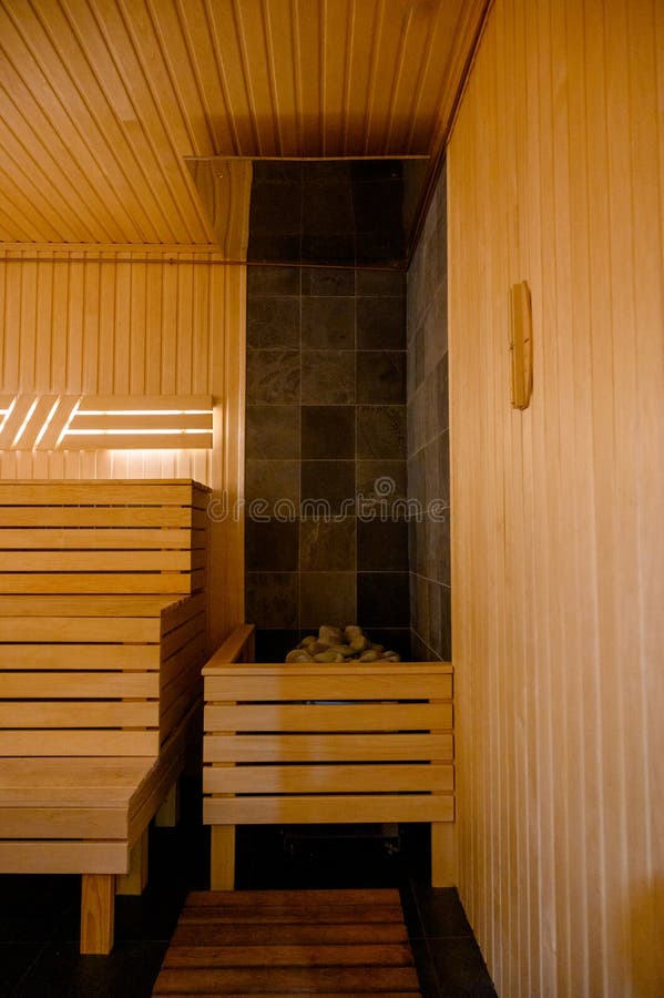 Empty Sauna Room Background. Wooden Sauna, Spa Room Stock Image - Image ...